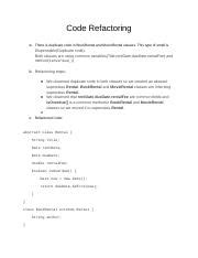 Assignment Code Refactoring Docx Code Refactoring A There Is Duplicate Code In BookRental And