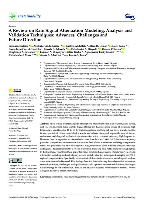 Pdf A Review On Rain Signal Attenuation Modeling Analysis And