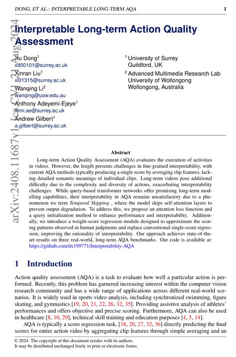 Pdf Interpretable Long Term Action Quality Assessment