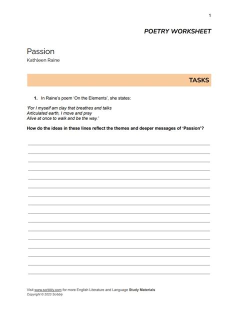 Passion By Kathleen Raine Complete Study Guide Teaching Resources