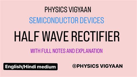 Half Wave Rectifier Semiconductor Devices Bsc Iii Year Physics