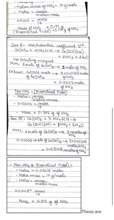 Solved Qs 5 Calculate The Moles Of Ammonia Generated In