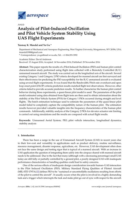 Pdf Analysis Of Pilot Induced Oscillation And Pilot Vehicle System