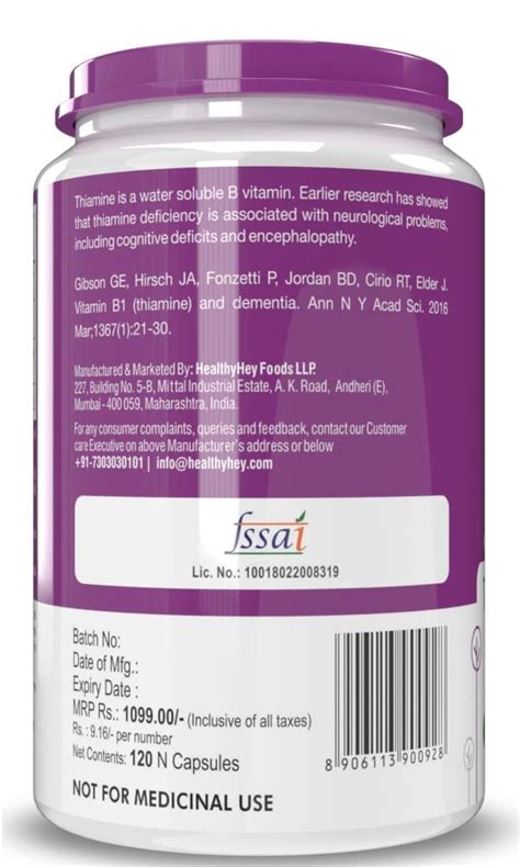 Healthy Hey Vitamin B1 Tablet Pack Of 60 At Rs 521box Medicine In