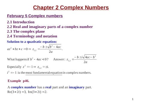 PPT February Complex Numbers Introduction Real And Imaginary Parts Of A Complex