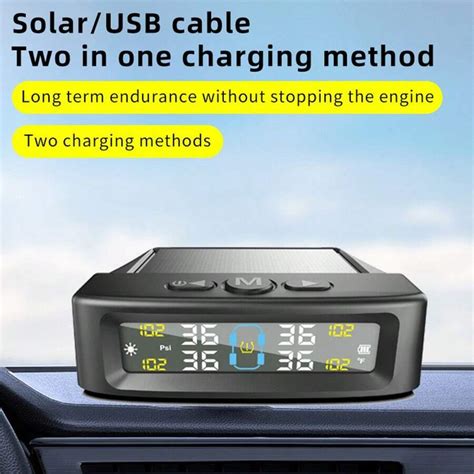A Set Of Tire Pressure Sensors Solar And USB Charging Wireless TPMS External Sensor Kit