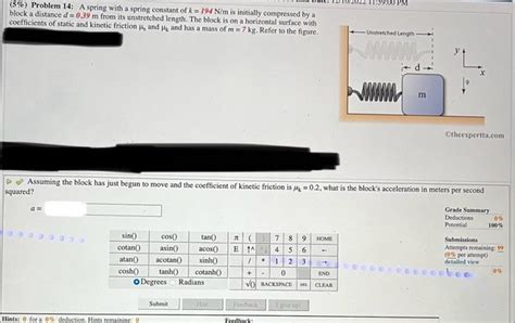 Solved Problem A Spring With A Spring Constant Of Chegg Com