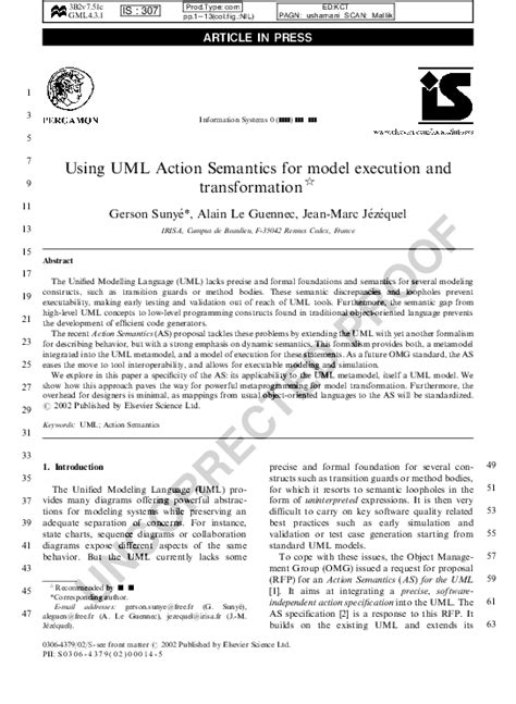 Pdf Using Uml Action Semantics For Model Execution And Transformation