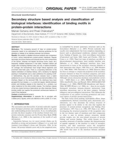 Secondary Structure Based Analysis And Classification Of Biological