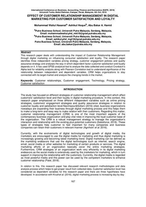 Pdf Effect Of Customer Relationship Management In Digital Marketing For Customer Satisfaction