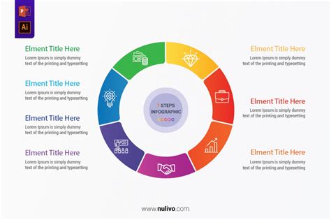 7 Item Connected Diagram Template For Powerpoint