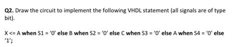 solved q2 draw the circuit to implement the following vhdl