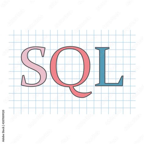 Vetor De SQL Structured Query Language Written On Checkered Paper Sheet Vector Illustration