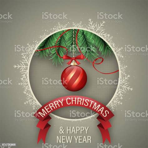 크리스마스와 새 해 복 많이 받으세요 소원 선물 상자 빨간 리본 마술 지팡이 녹색 지점과 흰색 프레임 눈송이 벡터 디자인입니다 0명에 대한 스톡 벡터 아트 및 기타 이미지