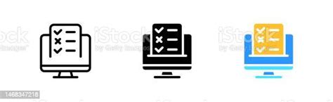 체크리스트 설정 아이콘으로 모니터링합니다 파일 쓰기 폴더 작업 직원 검토 기사 텍스트 정보 사업 개념입니다 선에 있는 벡터 아이콘 흰색 배경에 검은색과 화려한 스타일