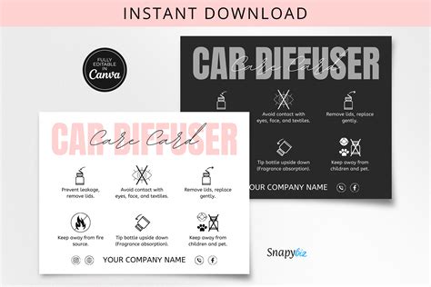 Car Diffuser Care Guide CANVA Editable Graphic By SnapyBiz Creative Fabrica