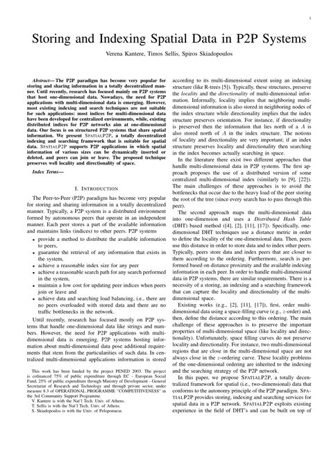 Pdf Storing And Indexing Spatial Data In P2p Systems