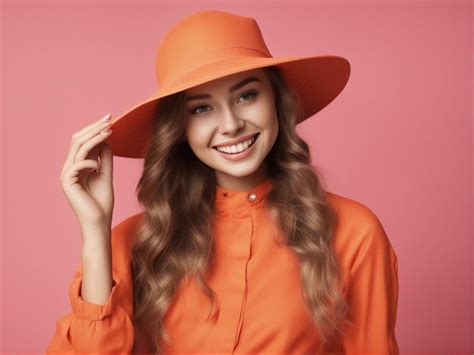 Premium Ai Image A Australian Girl Wearing Trendy Bright Orange Color