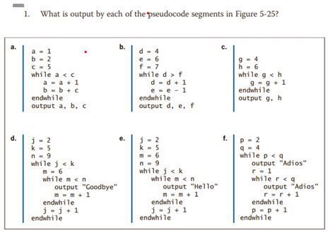 1 What Is Output By Each Of The Pseudocode Studyx