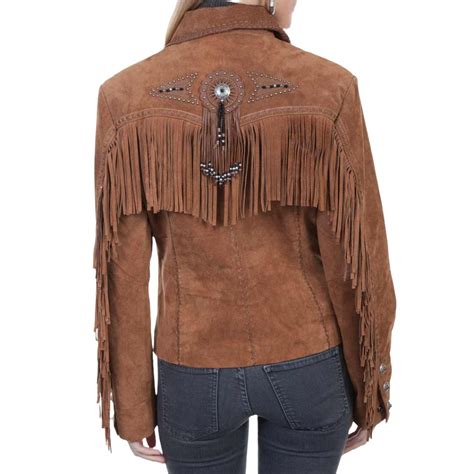 Scully Womens Beaded Fringe Suede Jacket Lammles Lammles Western
