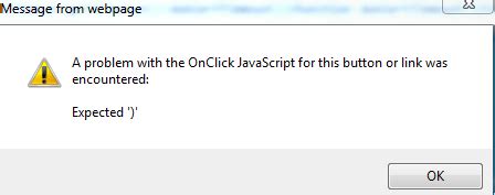 Onclick JavaScript Error Expected Salesforce Stack Exchange