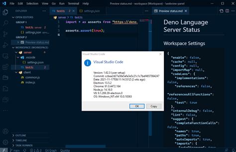 unable to configure correctly a workspace with deno and typescript compiler · issue 581