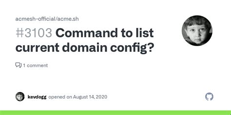 Command To List Current Domain Config · Issue 3103 · Acmesh Official