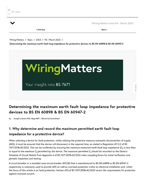 Determining The Maximum Earth Fault Loop Impedance For Protective