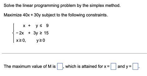 Solved Solve The Linear Programming Problem By The Simplex Chegg