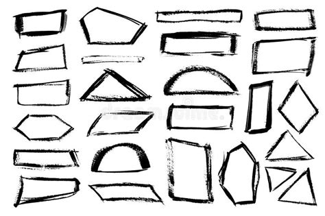 Brush Stroke Empty Boxes For Highlight Grunge Black Brush Stroke Square And Rectangular Frames