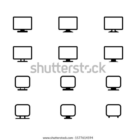 Set Monitor Pc Icon Computer Screen Stock Vector Royalty Free Shutterstock