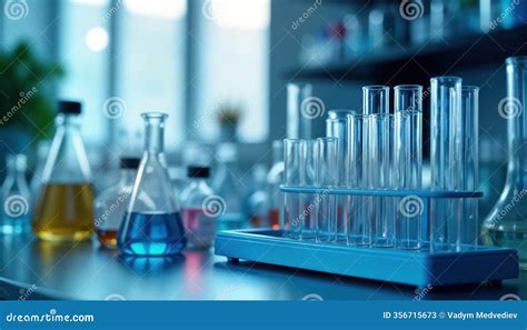 Laboratory Scene Displays Various Beakers Test Tubes Colorful Liquids