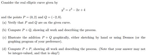 Solved Consider The Real Elliptic Curve Given By Y X X Chegg