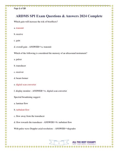 Ardms Spi Exam Questions And Answers 2024 Complete Ardms Spi Stuvia Us