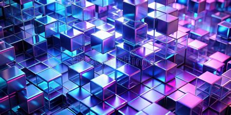 Abstract Iridescent Cube Cluster Forming A Vibrant Geometric Pattern Generative Ai Stock