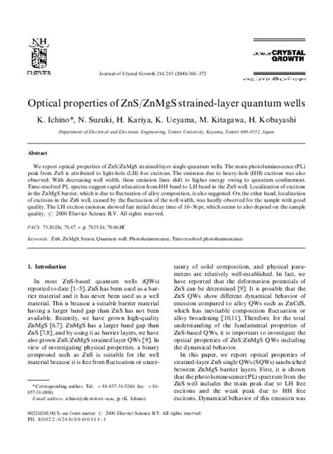 Pdf Optical Properties Of Zns Znmgs Strained Layer Quantum Wells
