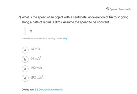 Solved Spaced Practice 7 What Is The Speed Of An Object