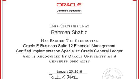 Orace E Business Suite 12 Financial Management Certified Implementation Specialist Oracle
