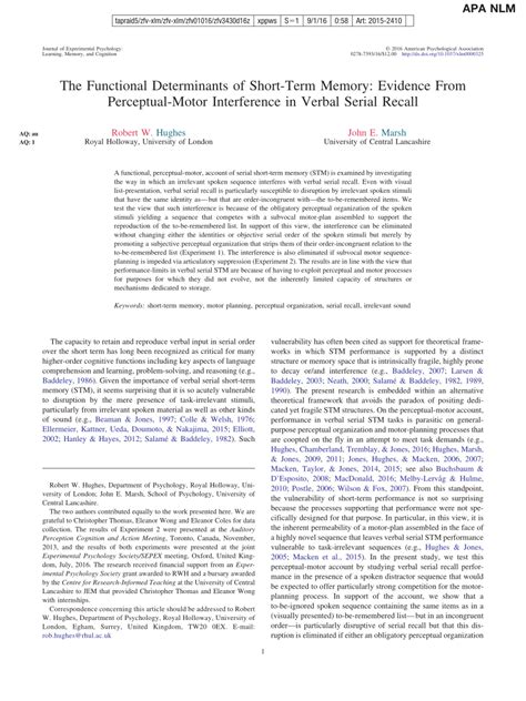 Pdf The Functional Determinants Of Short Term Memory Evidence From