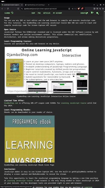 screen capture api record in javascript youtube