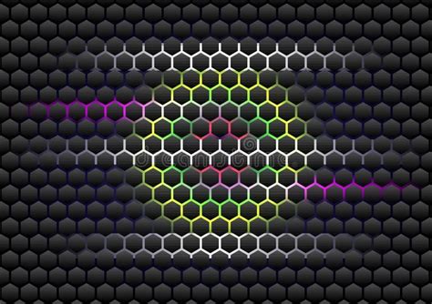 hi tech circle with a colorful hexagonal line and rectangular shapes