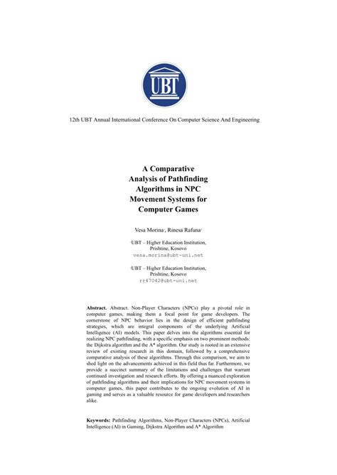 pdf a comparative analysis of pathfinding algorithms in npc movement