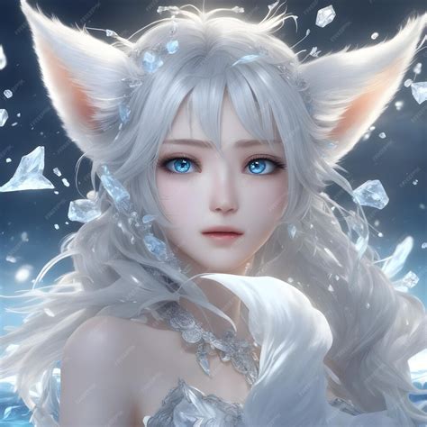 Premium Ai Image A Girl With Long White Hair And Blue Eyes