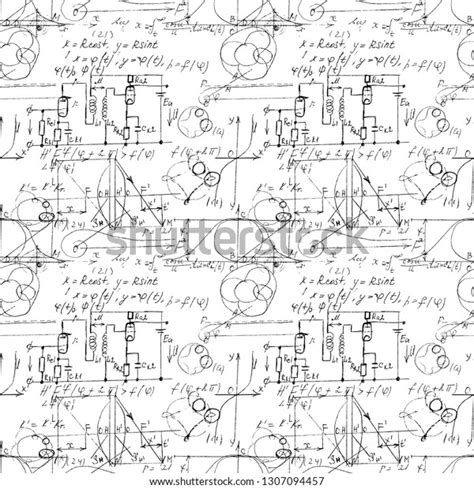 Mathematical Seamless Texture Handwritten Math Algebra Stock Vector Royalty Free 1307094457