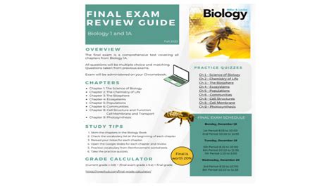 Biology 1 Final Exam Review Guide Bee Book