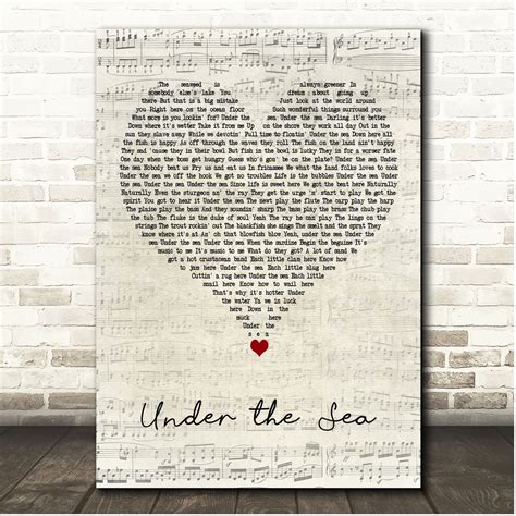 Samuel E Wright Under The Sea Script Heart Song Lyric Print Song