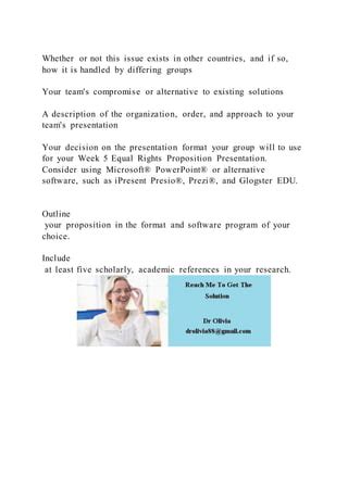 Our Issue Is Inequality Men Vs Women And Answer Bullets Labeled DOCX