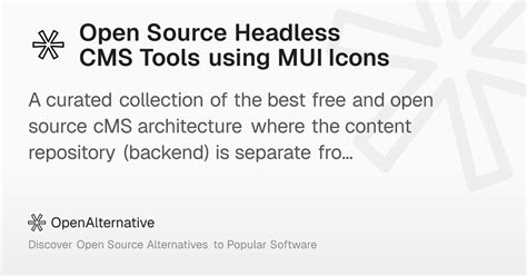 Open Source Headless Cms Tools Using Mui Icons Openalternative