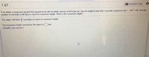 Solved If An Object Is Projected Upward From Ground Level
