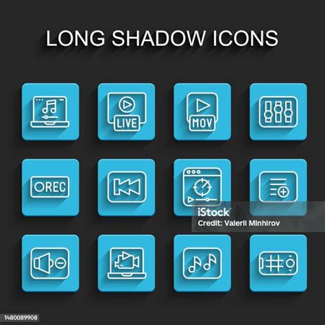 라인 스피커 음소거 온라인 재생 비디오 음악이있는 노트북 음악 노트 톤 셀카 모바일 되감기 버튼 재생 목록 및 아이콘 추가 벡터 Mp3 플레이어에 대한 스톡 벡터 아트 및